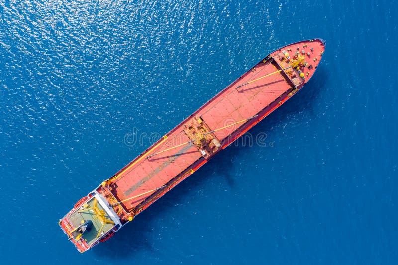Large General Cargo Ship, Top Down Aerial. Stock Photo - Image of drone ...