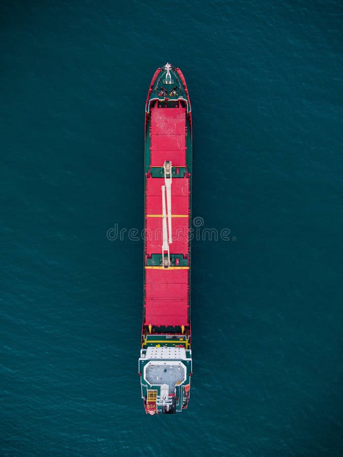 Large General Cargo Ship, Top Down Aerial View Editorial Photography ...