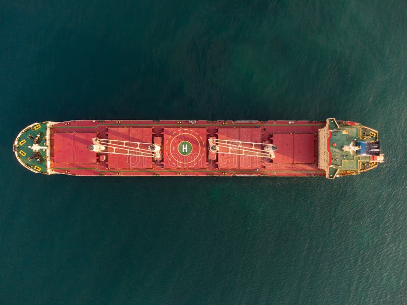Large General Cargo Ship, Top Down Aerial View Stock Image - Image of ...