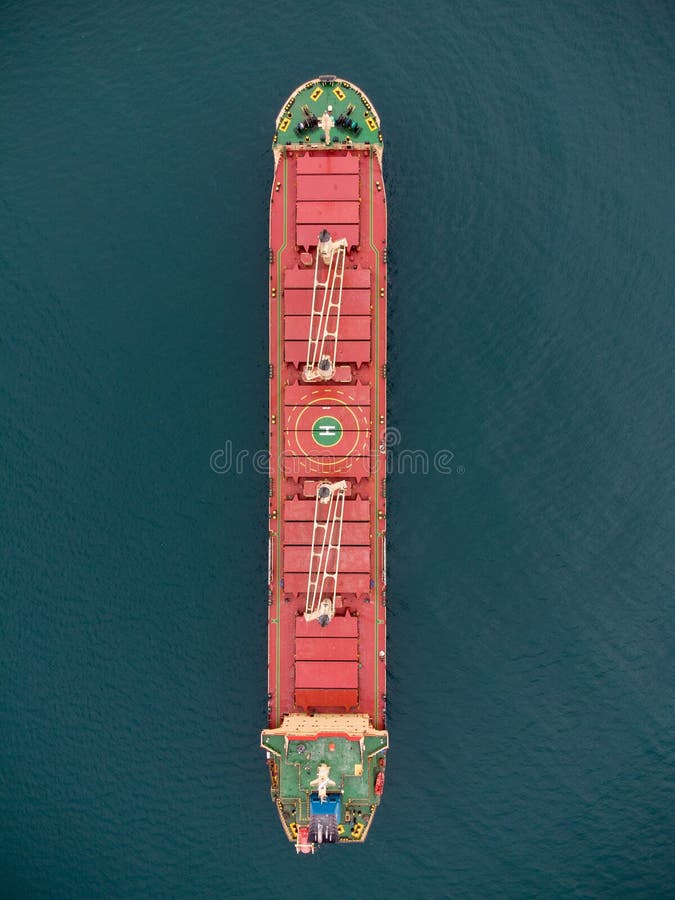 Large General Cargo Ship, Top Down Aerial View Stock Image - Image of ...