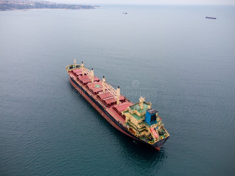 Large General Cargo Ship, Top Down Aerial View Stock Image - Image of ...