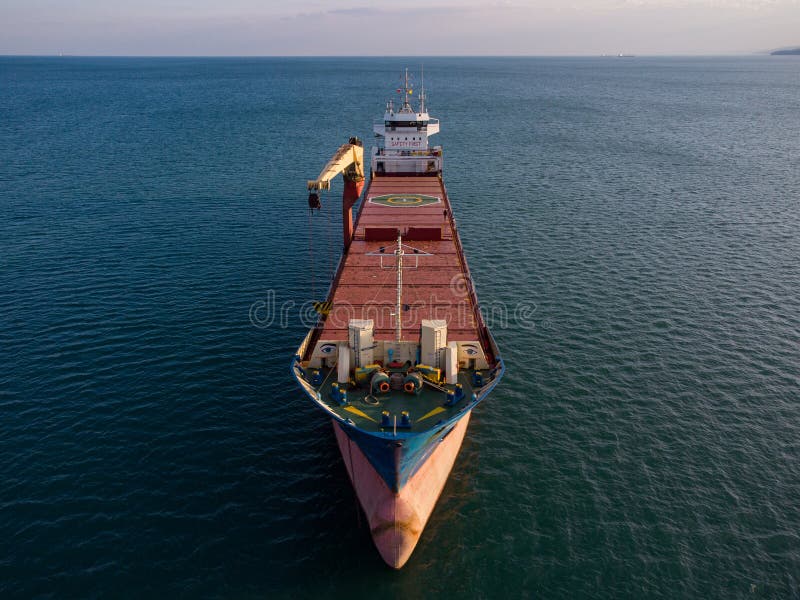 Large General Cargo Ship, Top Down Aerial View Stock Image - Image of ...