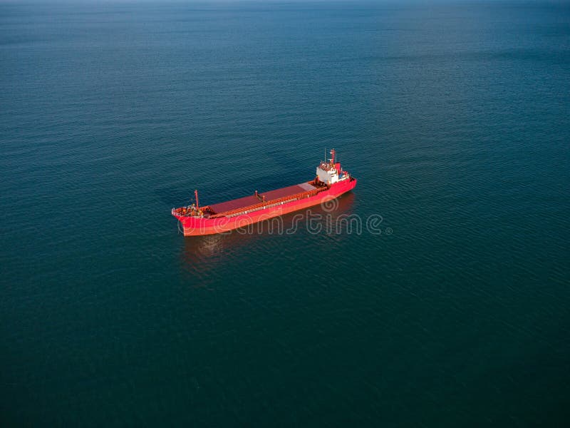 Large General Cargo Ship, Top Down Aerial View Stock Image - Image of ...