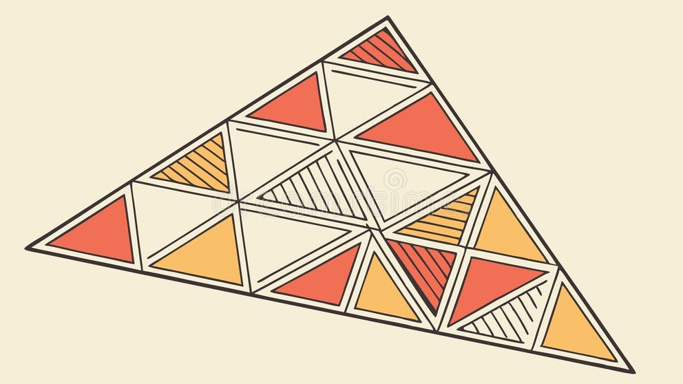 Large Geometric Triangle with Inner Patterns, Abstract Form, Modern ...