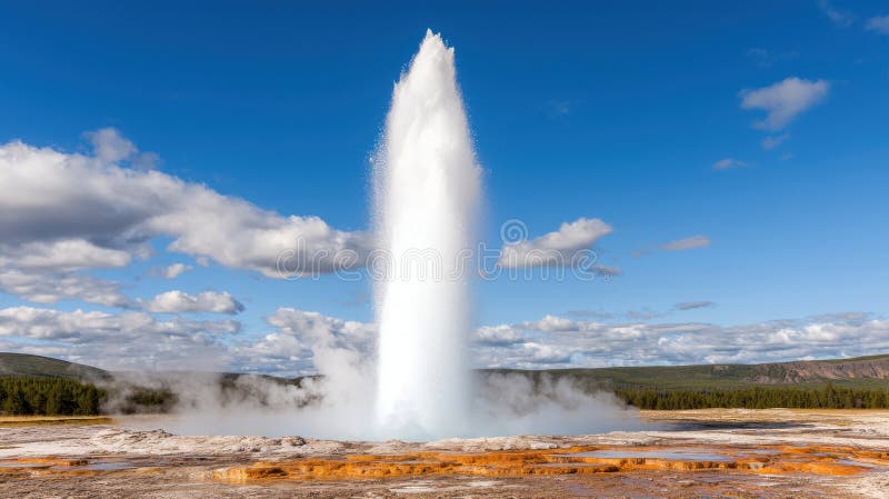 A Large Geyser Erupts in the Middle of a Field Stock Illustration ...