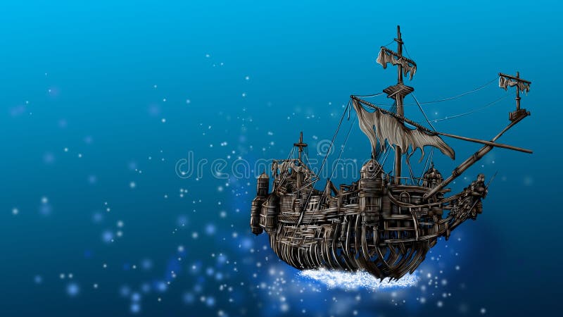 Desktop Wallpaper with a Drawing of the Ship of Captain Salazar. Stock ...