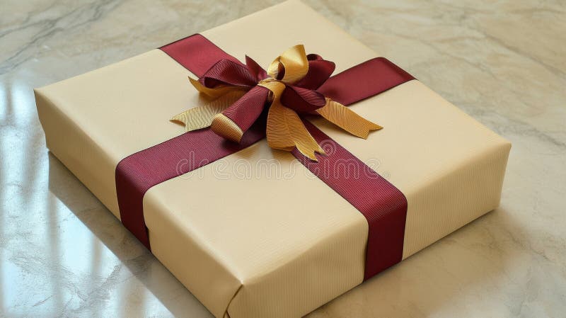 The Large Gift Box Features Neutral-colored Wrapping and a Decorative ...