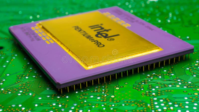 Large Gilded Ceramic Processor. Intel Pentium Pro Editorial Image ...