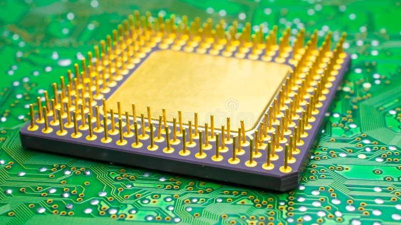 Large Gilded Ceramic Processor. Intel Pentium Pro Stock Photo - Image ...