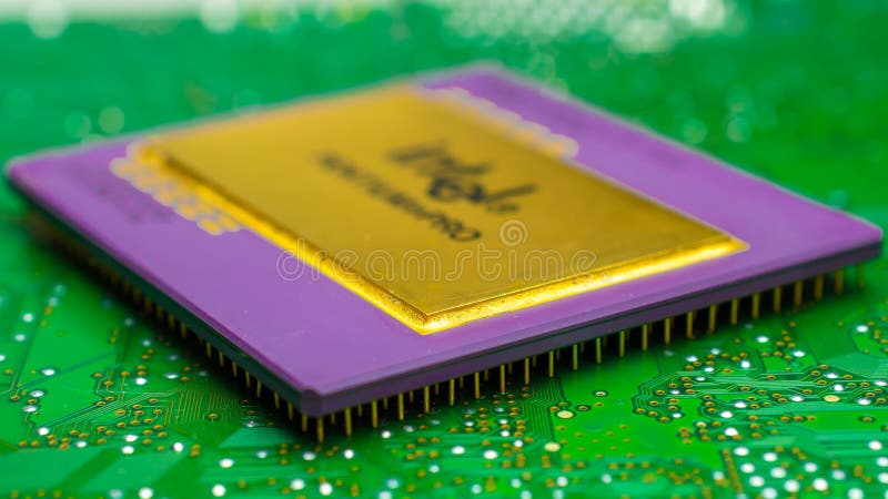 Large Gilded Ceramic Processor. Intel Pentium Pro Stock Image - Image ...