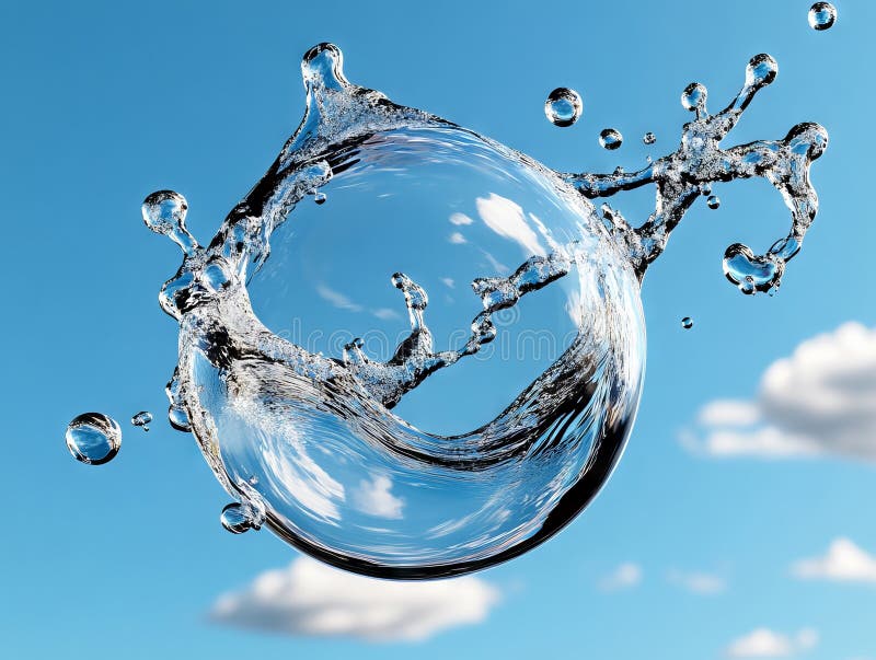 A Large Glass Ball of Water with Bubbles in the Air Stock Image - Image ...