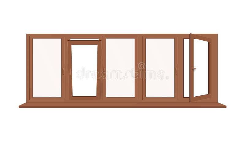 Large Glass Brown Window with Blank Sill a Vector Realistic ...