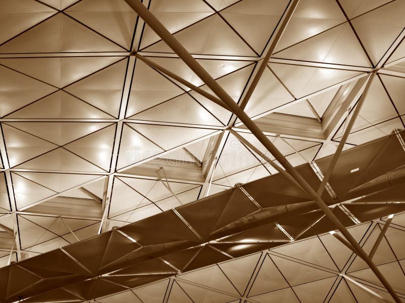 The Large Glass Ceiling of an Expansive Modern Building Stock Photo ...