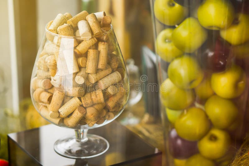 Large Glass Corks. Decorated Stock Image - Image of large, background ...