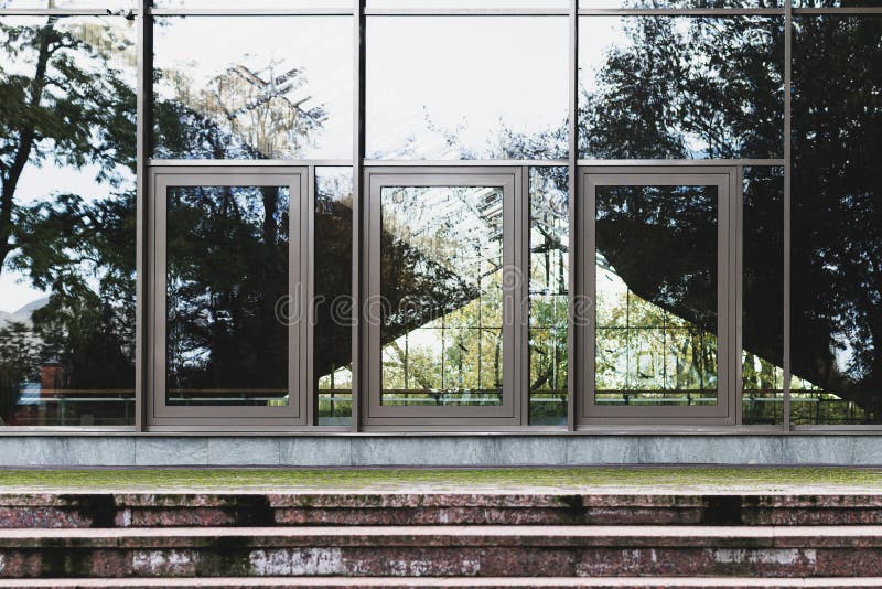 Large Glass Display Case with Three Opening Doors Stock Image - Image ...