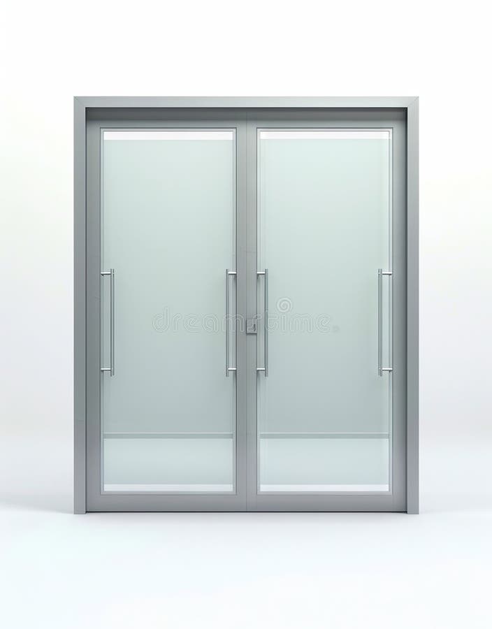 A Large Glass Door with Two Doors Stock Image - Image of mirror, indoor ...
