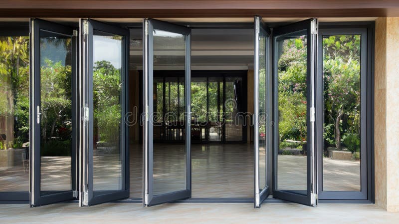A Large Glass Door with a View of the Outside, AI Stock Image - Image ...