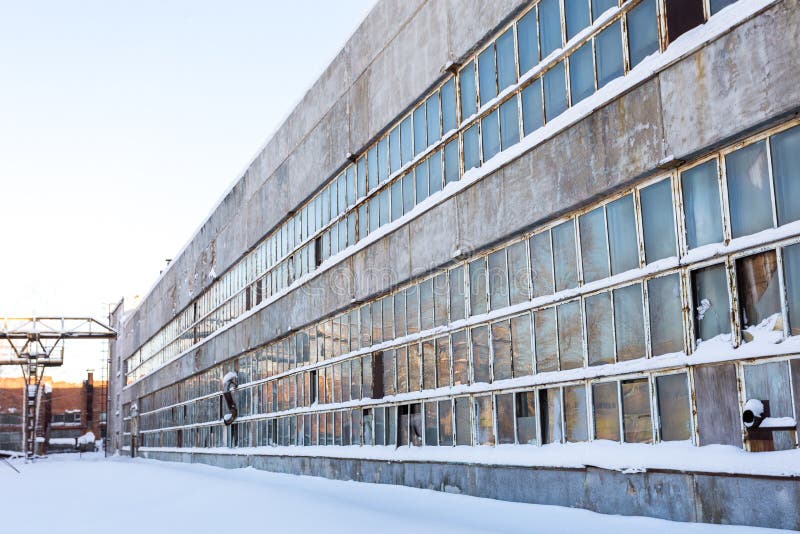 Large Glass Windows of an Abandoned Factory Stock Photo - Image of ...