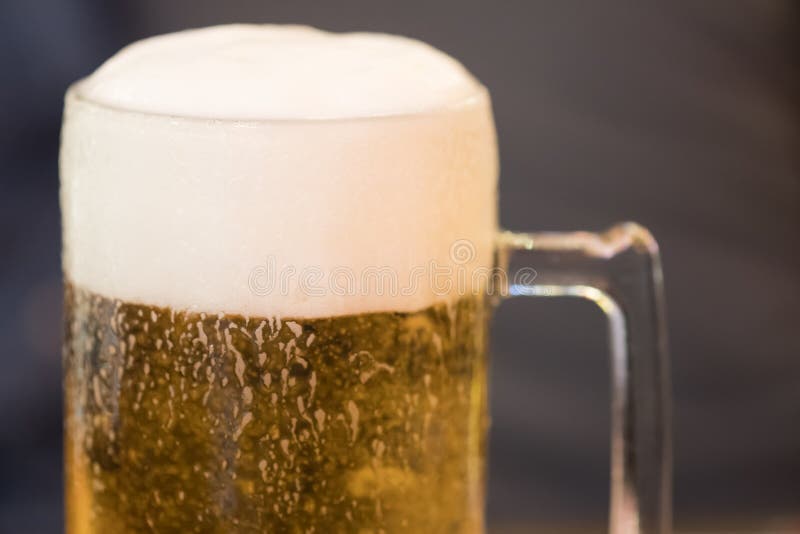 Large Glasses of Beer with Foam Close-up Stock Image - Image of liquid ...