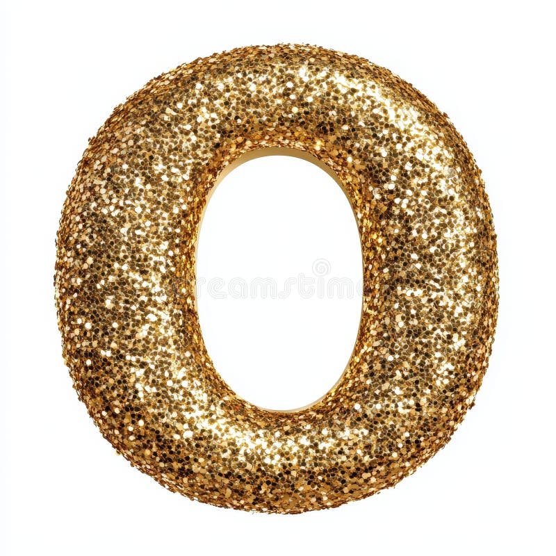 A Large, Glittery Gold Letter "O" Designed for Decoration or ...