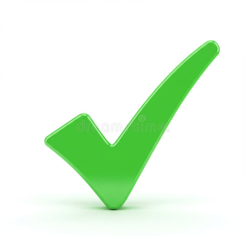 A Large, Glossy Green Checkmark Symbol is Centered on a White ...