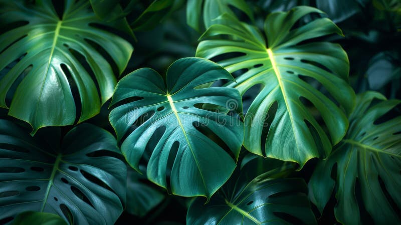 A Chaotic Array of Large, Green Leaves Featuring Intricate Grid ...