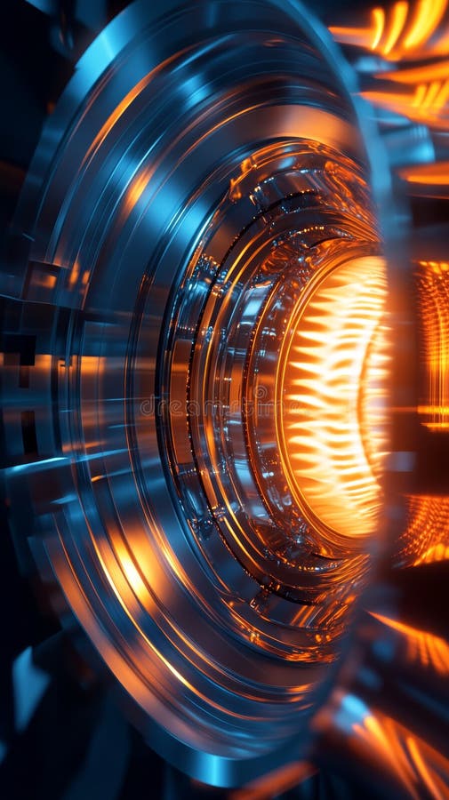 A Large, Glowing, Metallic Object with a Blue and Orange Hue Stock ...