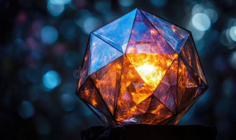 A Large, Glowing, Multi-sided, Hexagonal Object Sits on a Rock Stock ...