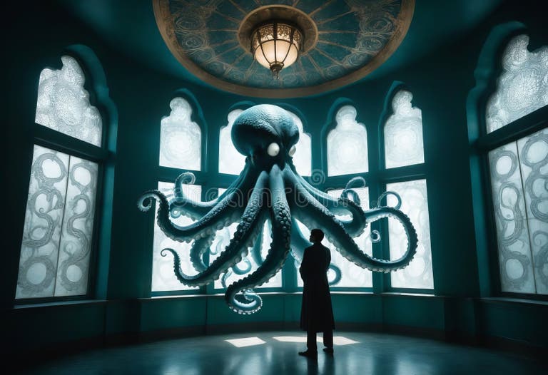 A Large, Glowing Octopus-like Creature Stock Illustration ...