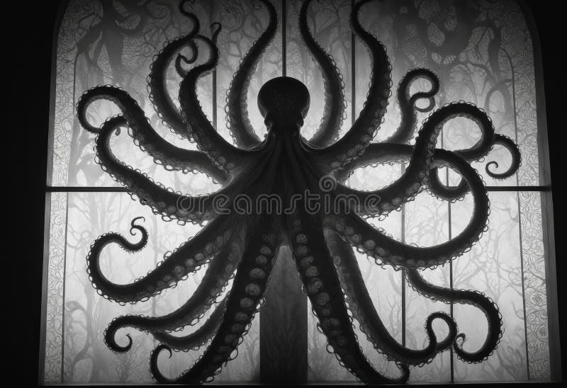 A Large, Glowing Octopus-like Creature Stock Illustration ...