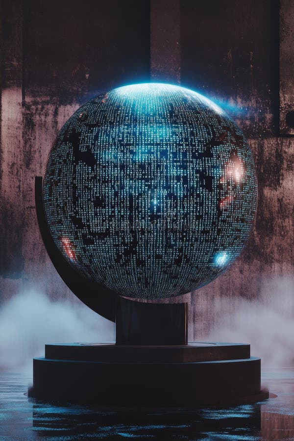 A Large, Glowing Sphere with a Black Base Stock Illustration ...