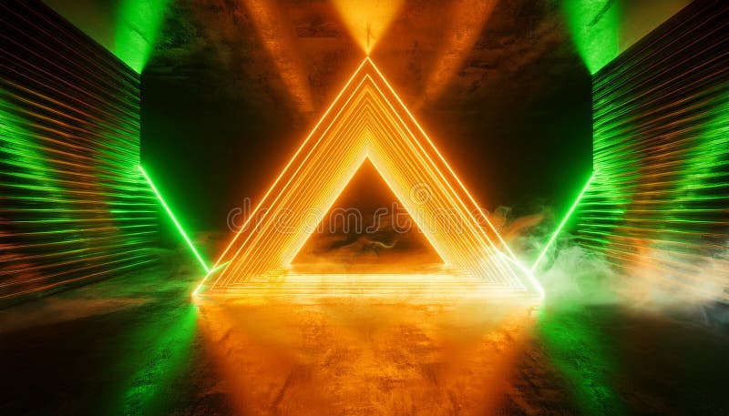 Abstract neon triangle stock illustration. Illustration of lights ...