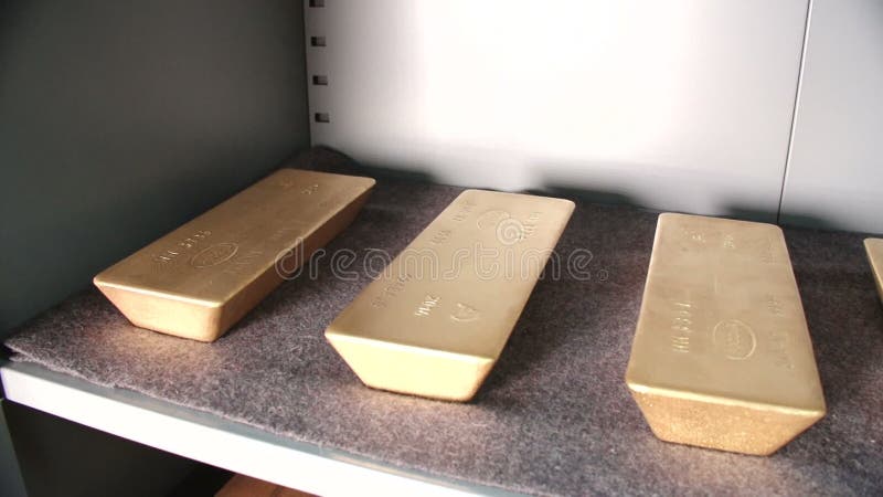 Large Gold Bars Stored in a Safe Stock Footage - Video of shelf, wealth ...
