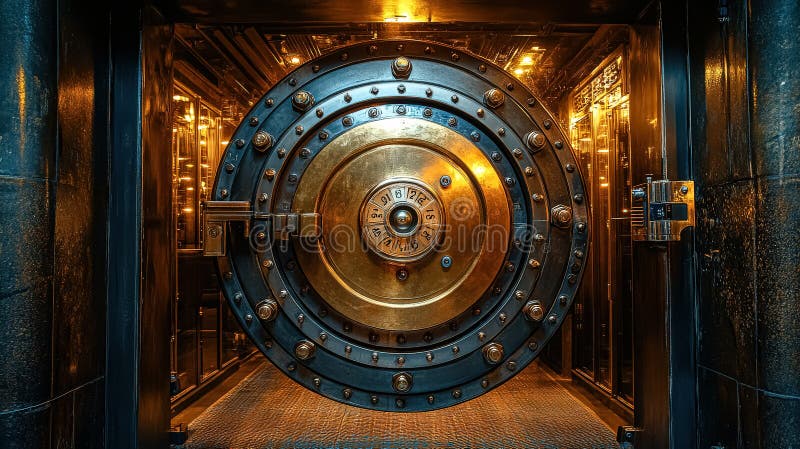 Large Gold and Black Safe with a Keyhole Stock Illustration ...