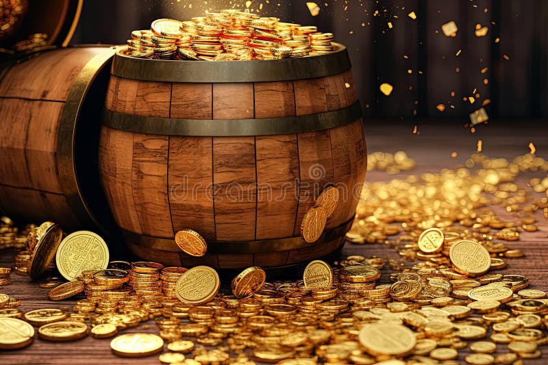 A Large Gold Chest Filled with Gold Coins. Stock Photo - Image of ...