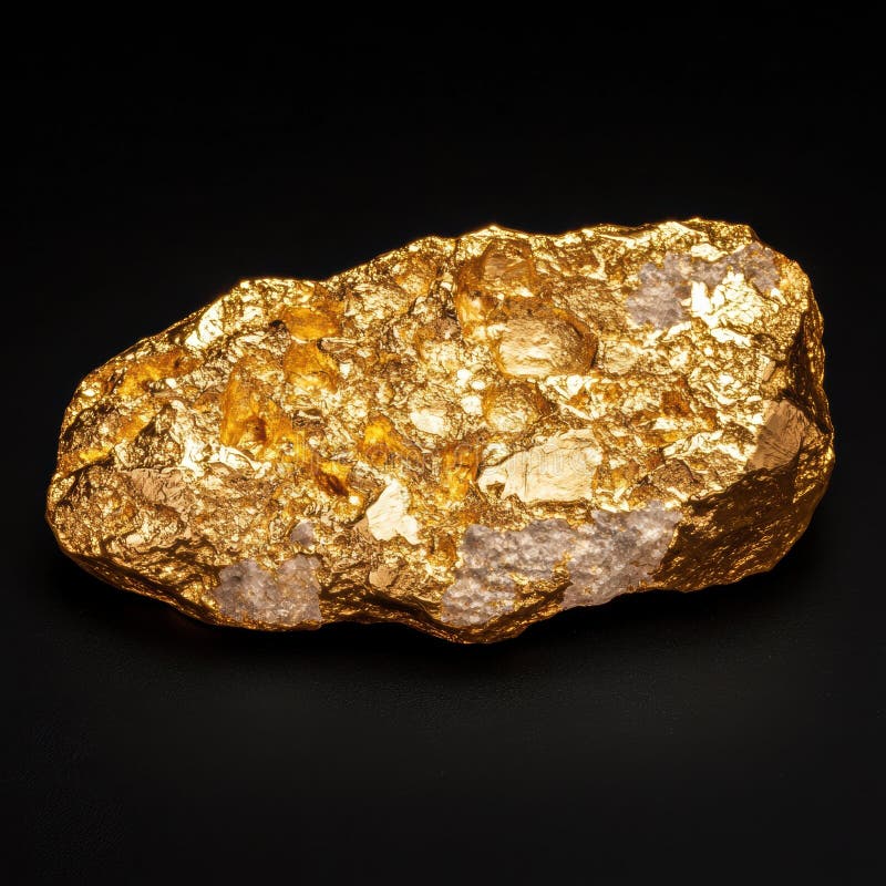Large Gold Nugget on a Black Background. Stock Illustration ...