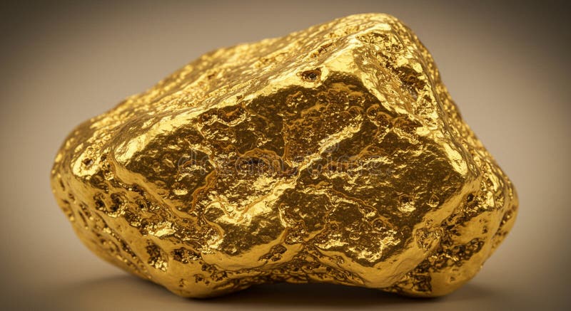 A Large Gold Nugget with a Rough, Uneven Surface and a Shiny, Metallic ...