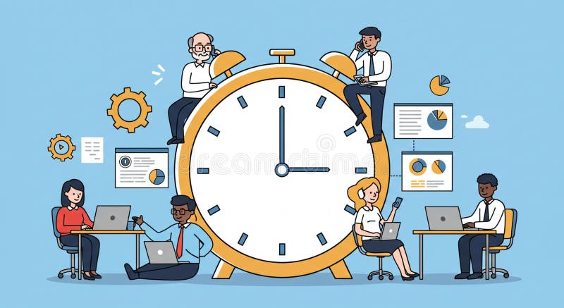 A Large, Golden, Analog Alarm Clock Forms the Central Focus, Surrounded ...