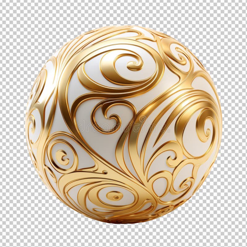 Large Golden Ball with Patterns Isolated on Transparent Background ...