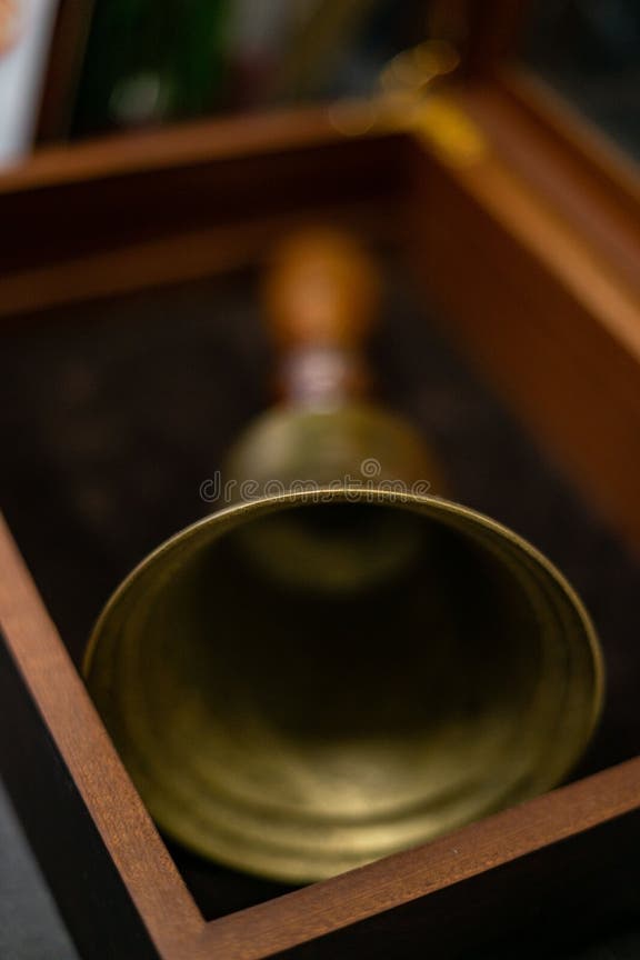 Big Golden Deck Bell in a Box Stock Photo - Image of handle, black ...
