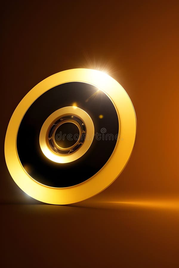 Floating Gold Discs Abstract Background with Light and Shadow Effects ...