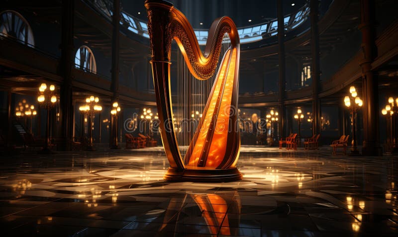 Large Golden Harp in Building Stock Photo - Image of beautiful ...