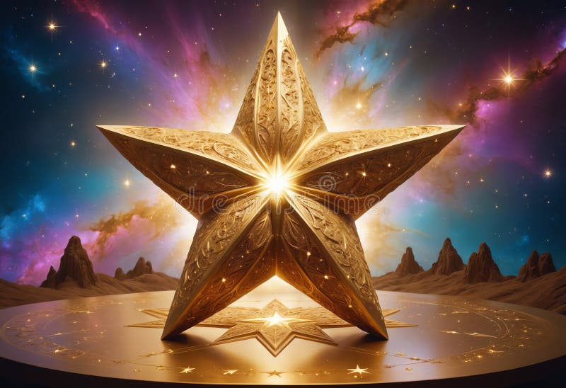 A Large Golden Star-shaped Object with Intricate Details Stock ...