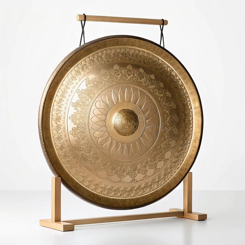 Large Gong on White Surface Stock Illustration - Illustration of ...