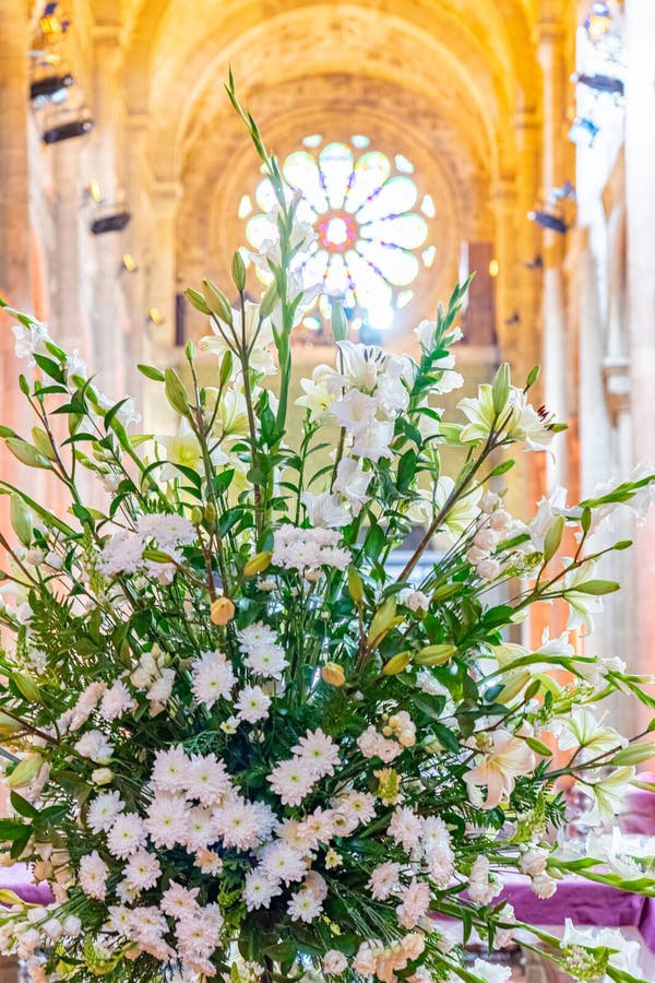 Large Gothic Rose Window Inside the Basilica Da Sé De Lisboa, Bunch of ...