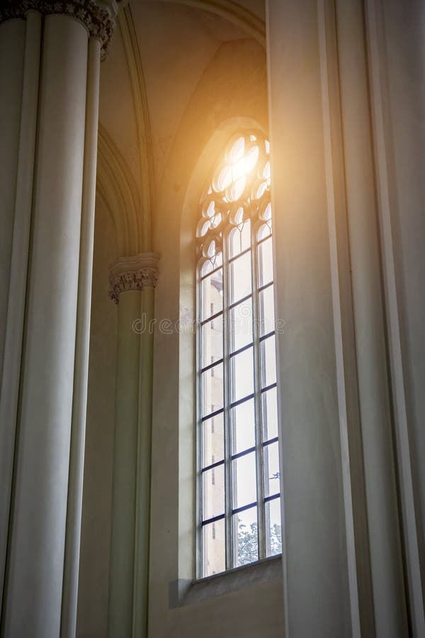 A Large Gothic Window among the Columns Stock Image - Image of ancient ...