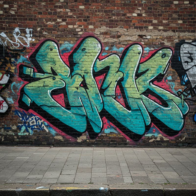 Large Graffiti Artwork Covers a Brick Wall. Stock Illustration ...