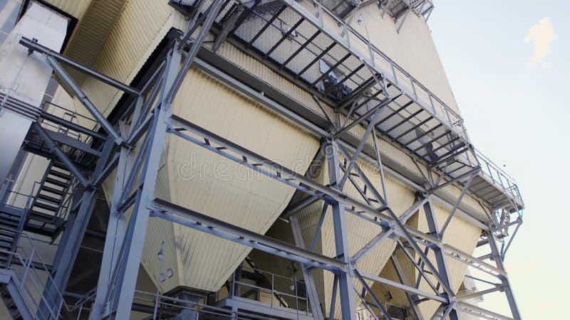 Large Grain Elevator Silo Storage and Birds a Flying Stock Footage ...