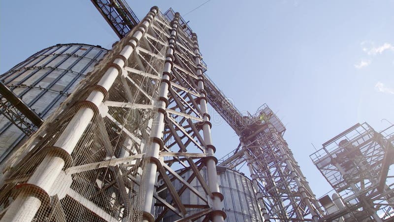 Large Grain Elevator Silo Storage and Birds a Flying Stock Video ...