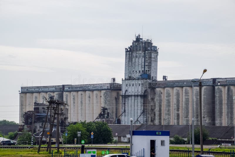 Large Grain Terminal, Soviet Industrial Building Stock Photo - Image of ...